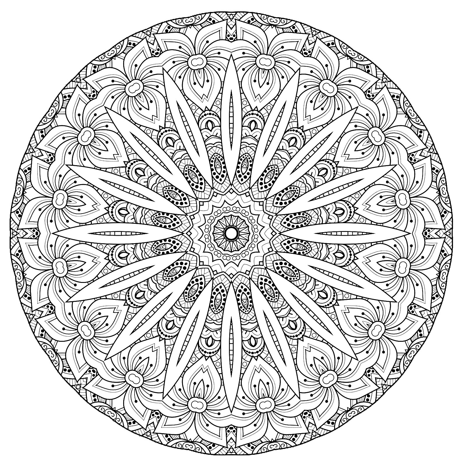 Cool Mandala with Flowers - Difficult Mandalas (for adults) Cool Mandala with Flowers - Difficult Mandalas (for adults)