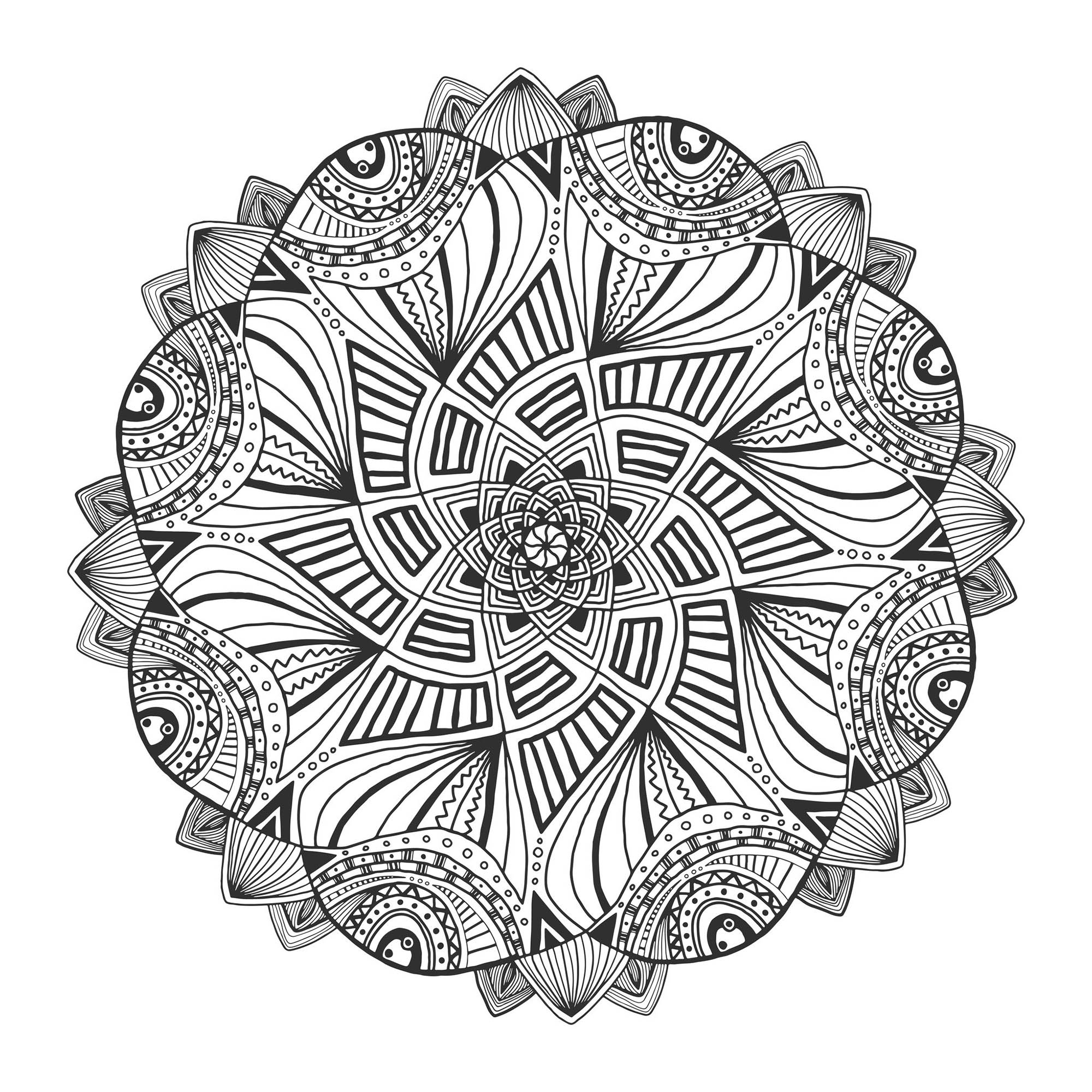 Hypnotic Mandala (complex) - Difficult Mandalas (for adults) Hypnotic Mandala (complex) - Difficult Mandalas (for adults)
