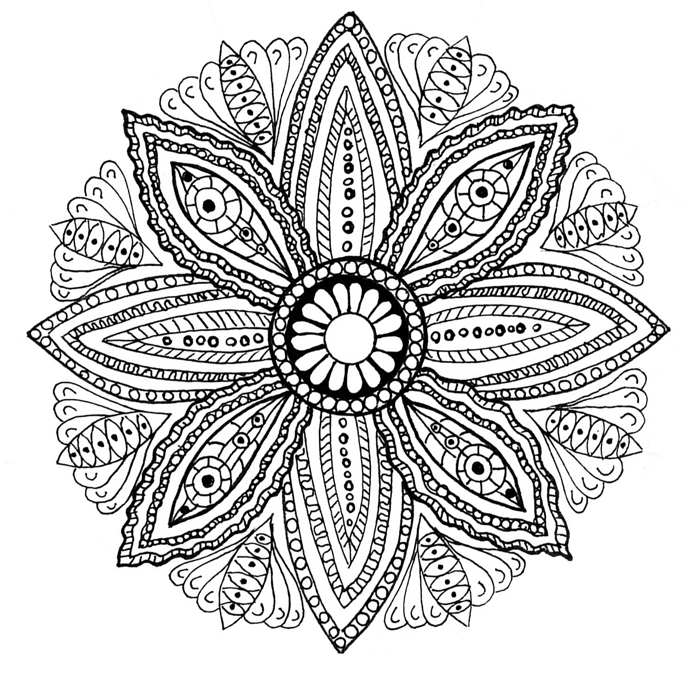Mandala with leaves and petals - Mandalas with Flowers & vegetation Mandala with leaves and petals - Mandalas with Flowers & vegetation