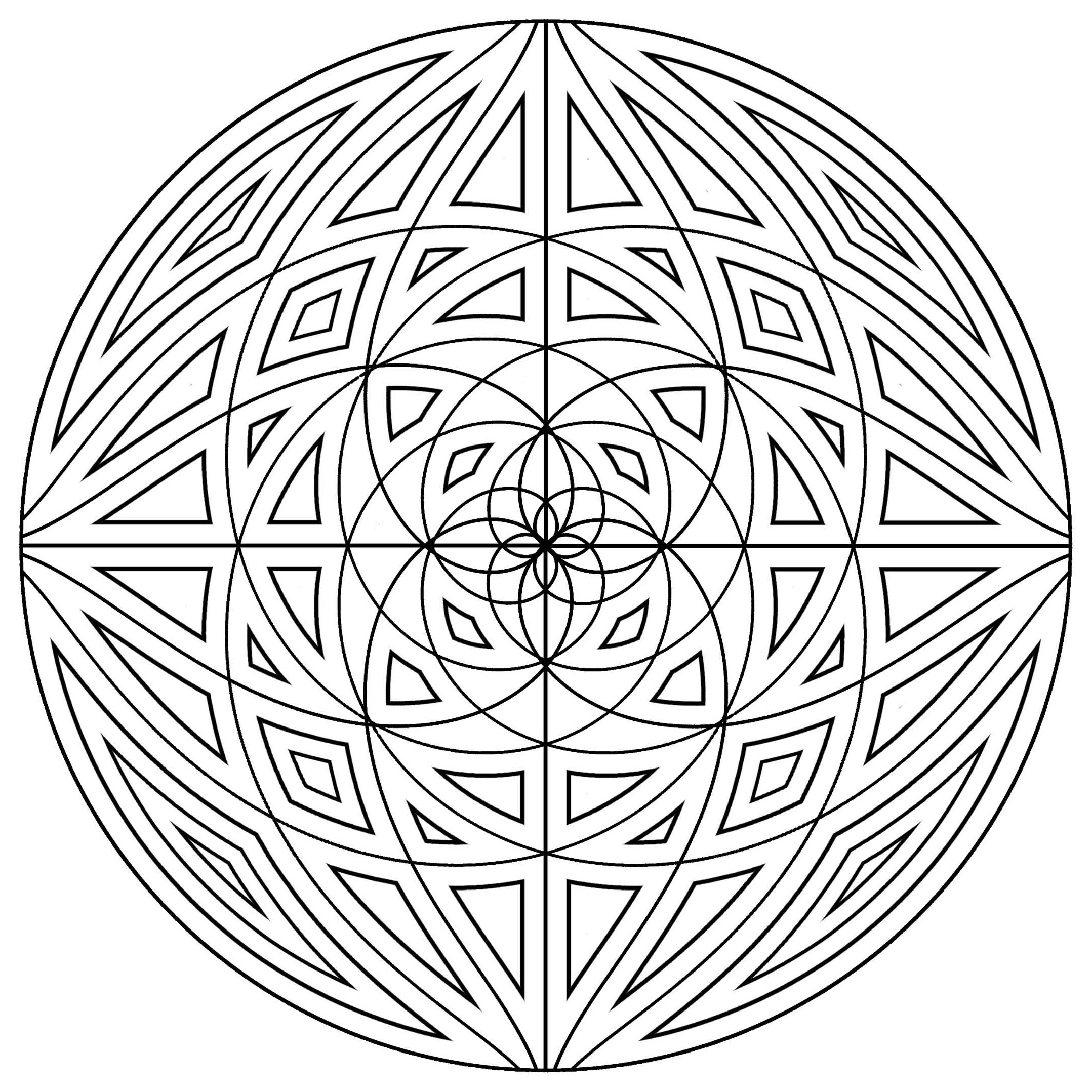 Mandala with concentric lines - Mandalas with Geometric patterns Mandala with concentric lines - Mandalas with Geometric patterns