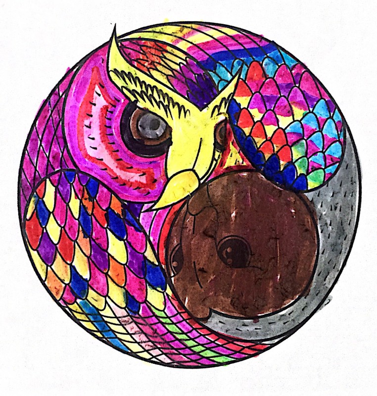 Simple Mandala with 2 owls - Easy Mandalas for kids - 100% Mandalas Zen ...
